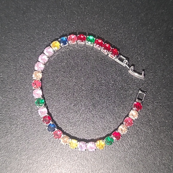 Zara | Jewelry | Rainbow Emerald Cut Rectangle Multicolor Baroque Crystals Bead Bracelet | Poshmark